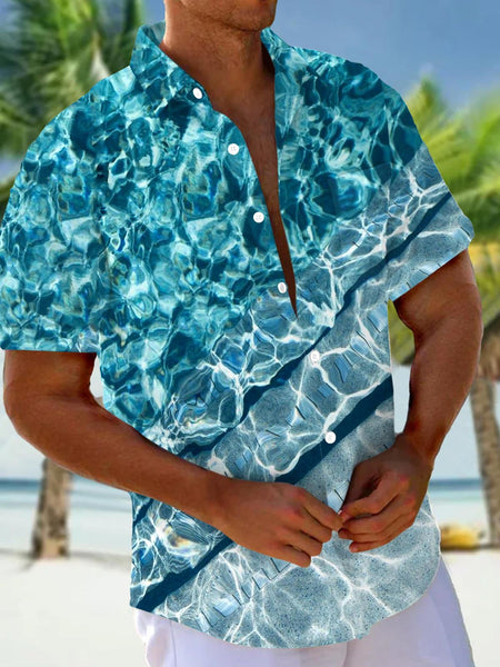 Water Ripple Short Sleeve Men's Shirts With Pocket – adaychic