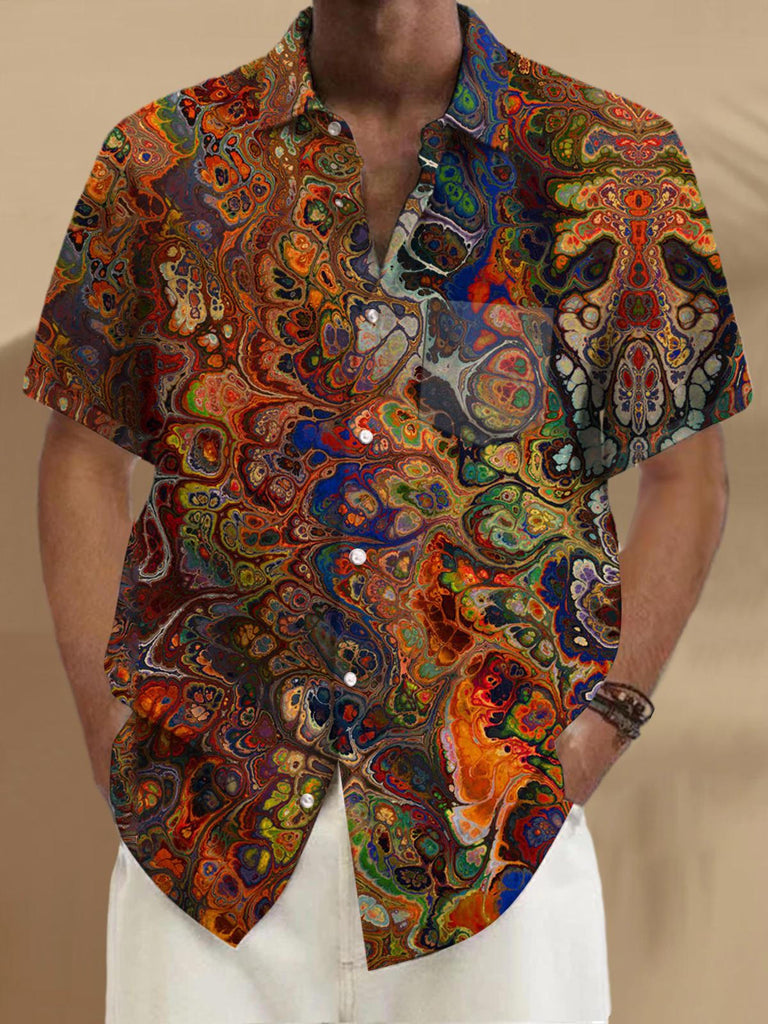 Abstract Short Sleeve Men's Shirts With Pocket – adaychic